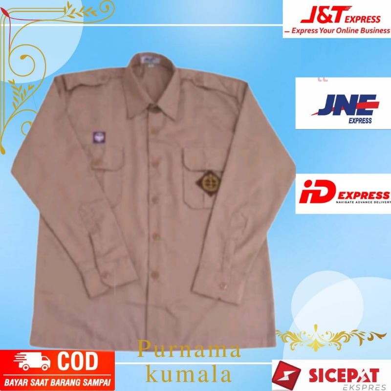 Jual seragam sekolah,baju pramuka lengan panjang Penggalang,sd smp sma coklat kuning,coklat susu ...