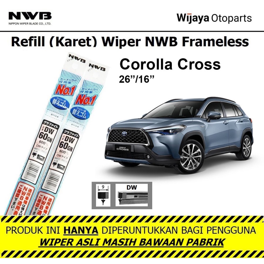 Jual Refill Karet Wiper Corolla Cross NWB Japan ukuran 26"&16" | Shopee Indonesia