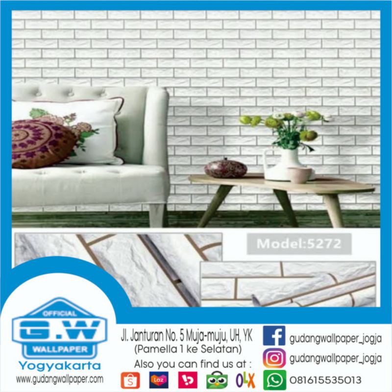 Jual WALLPAPER DINDING BATA PUTIH | Wallpaper Sticker Dinding 45cm x ...