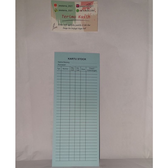 Jual Kartu Stok obat /barang 1 paket Berisi 100 Lembar Dengan Warna 5 ...