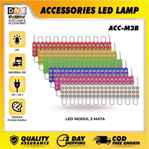 Jual LAMPU LED 3 MATA BESAR LED 3 MATA 24 VOLT 12VOLT / MODUL LED ...