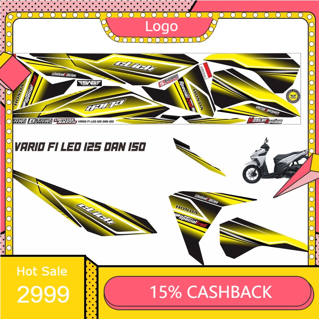 Jual KAFA STIKER VARIASI COD-STRIPING CUSTOM MOTOR HONDA VARIO FI LED 125/150 MOTIF ROAD RACE ...