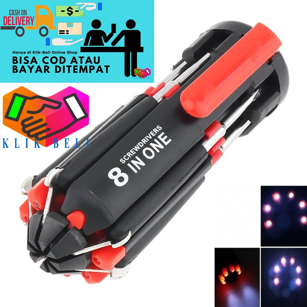 Jual Obeng Set 8 In 1 Plus Senter / Obeng Senter Screwdriver Tools ...