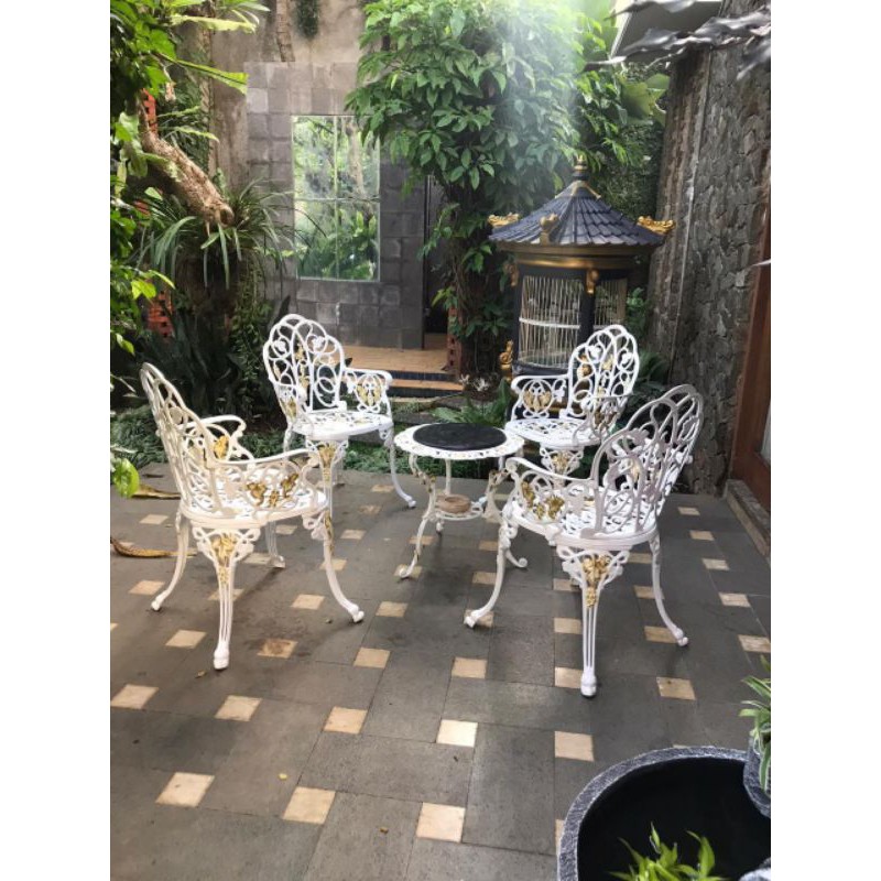 Jual Meja Kursi Teras Granit Besi Ukir | Shopee Indonesia