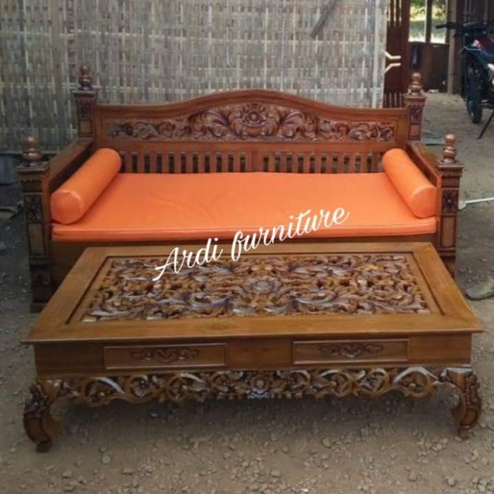Jual Kursi tamu ukir bale dan sofa meja ketapang kursi risban kayu jati ...
