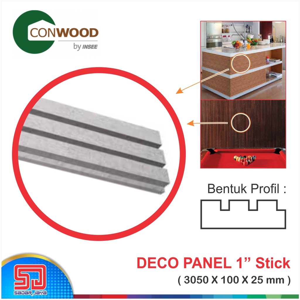 Jual Conwood Decorative Panel 1" Stick Plank Dekorasi Dinding Panel ...