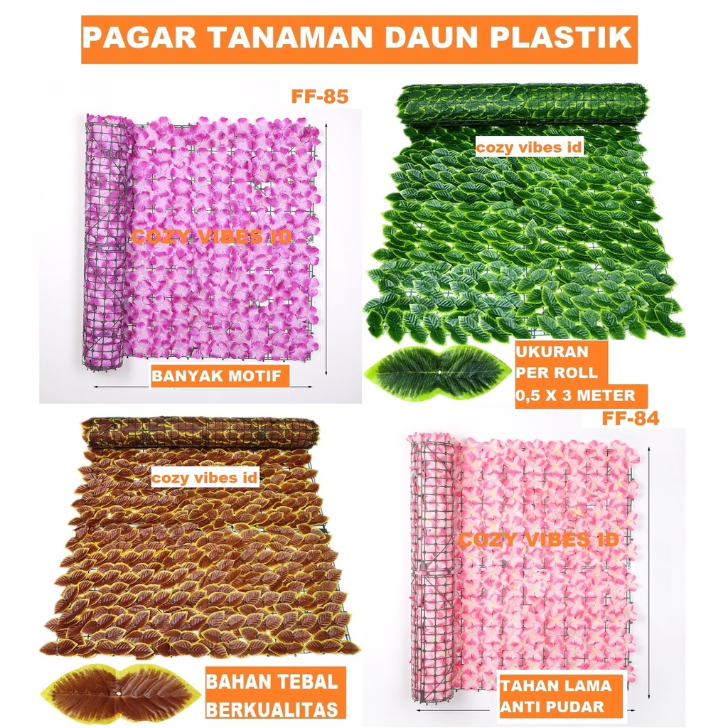 Jual 50cm x 300cm pagar tanaman daun rambat plastik ivy bunga plastik ...