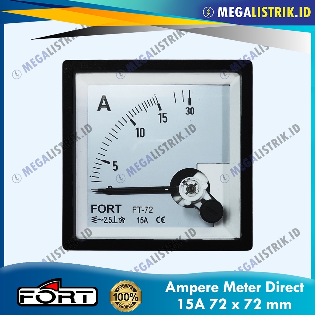 Jual FORT AMPERE METER DIRECT 15A 72X72 / PANEL METER 15 A 72 X 72 FT ...