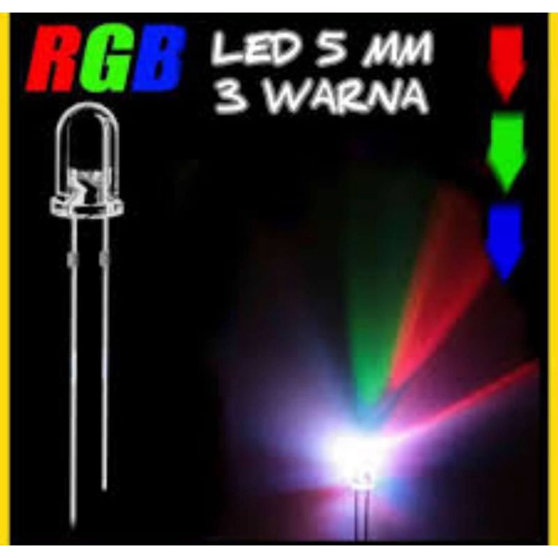 Jual HARGA 10 PCS LED 5MM RGB 3 WARNA KEDIP MERAH BIRU HIJAU 3W 3V ...