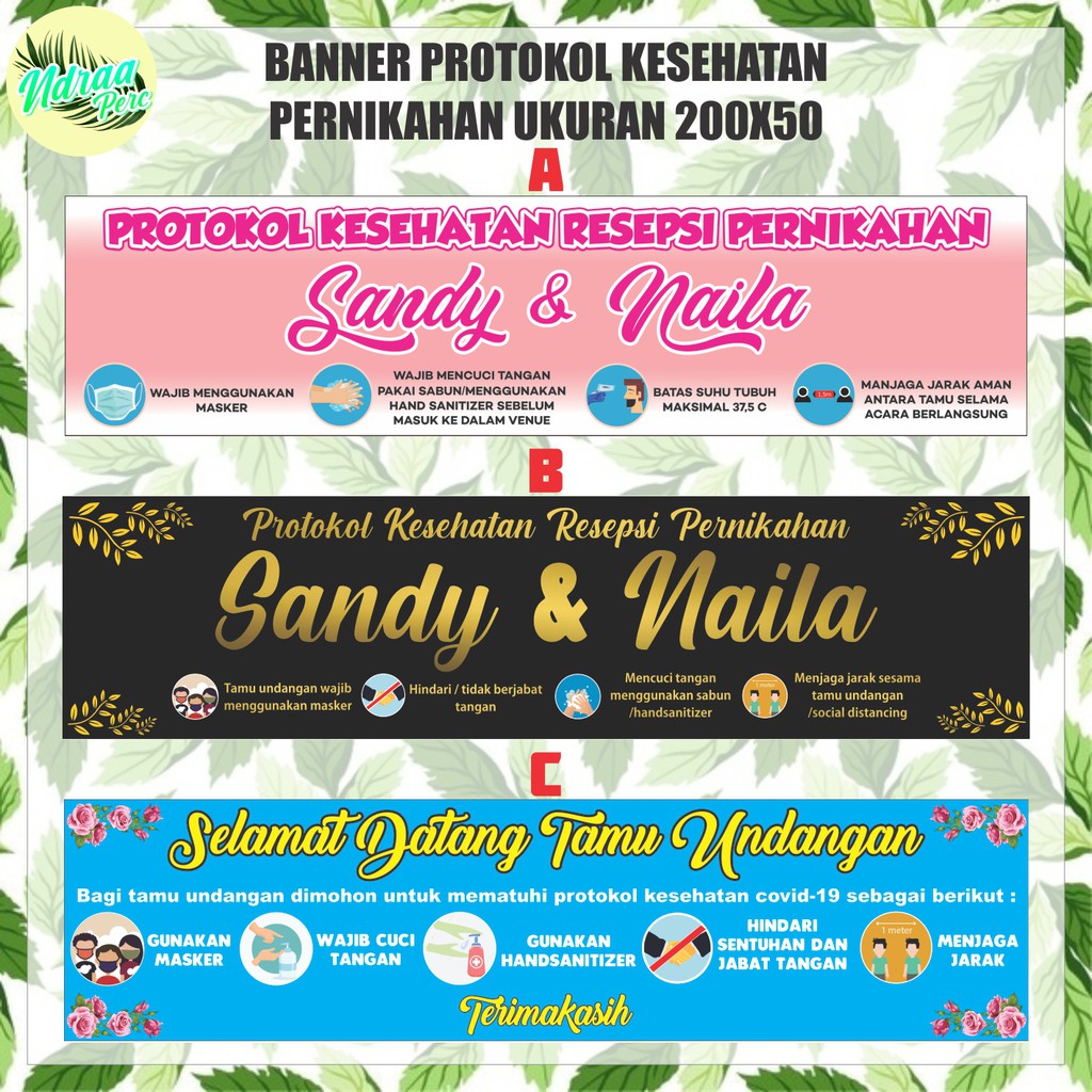 Jual Spanduk Banner Protokol Kesehatan Pernikahan Ukuran 200X50 ...