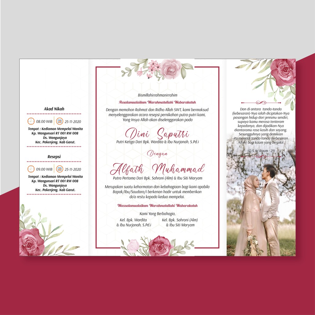 Jual Undangan Pernikahan Trifold Tebal Cepat Murah Unik Simpel Elegan ...