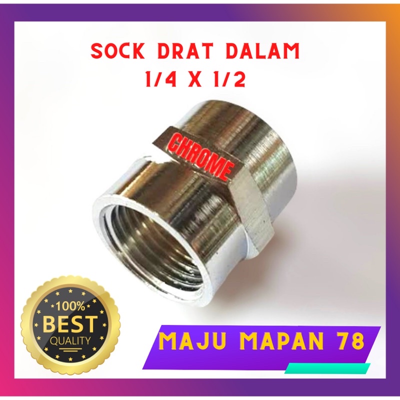 Jual Sock Drat dalam / Double Sock Kuningan Chrome ukuran 1/4 X 1/2 | Shopee Indonesia