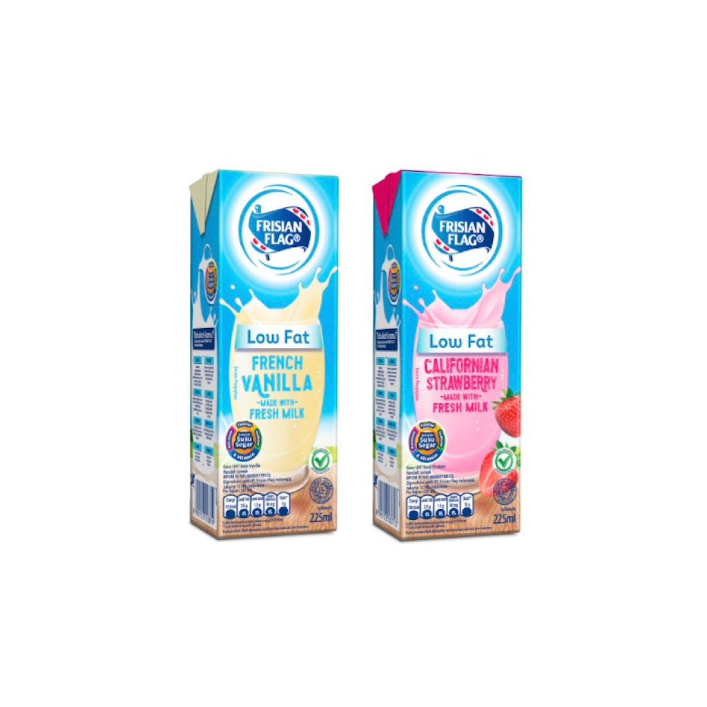 Jual Frisian Flag Susu UHT Low Fat Strawberry 225 mL + Frisian Flag Susu UHT Low Fat French ...