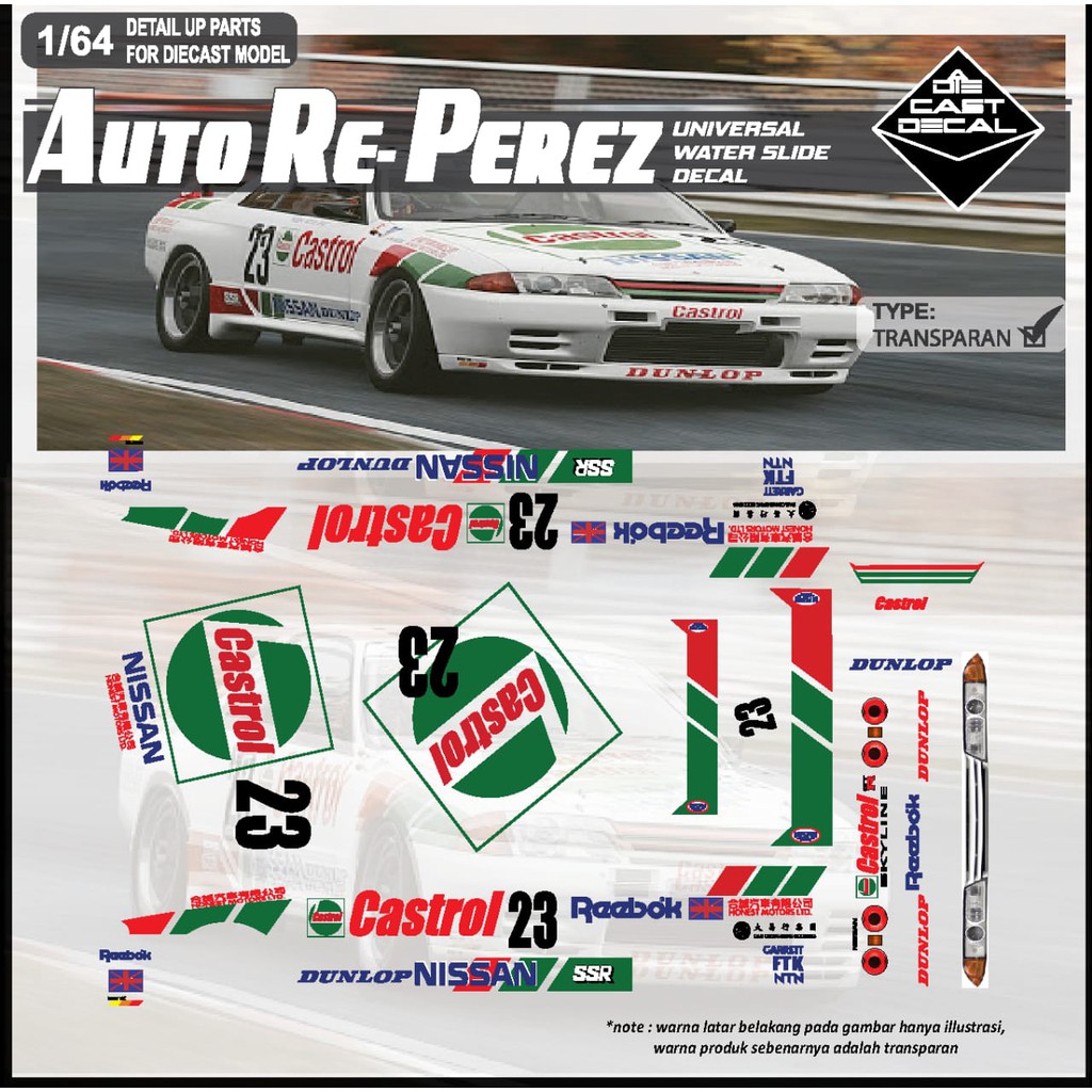 Jual Decal HotWheels - Racing Livery - Castrol Nissan Skyline R32 ...
