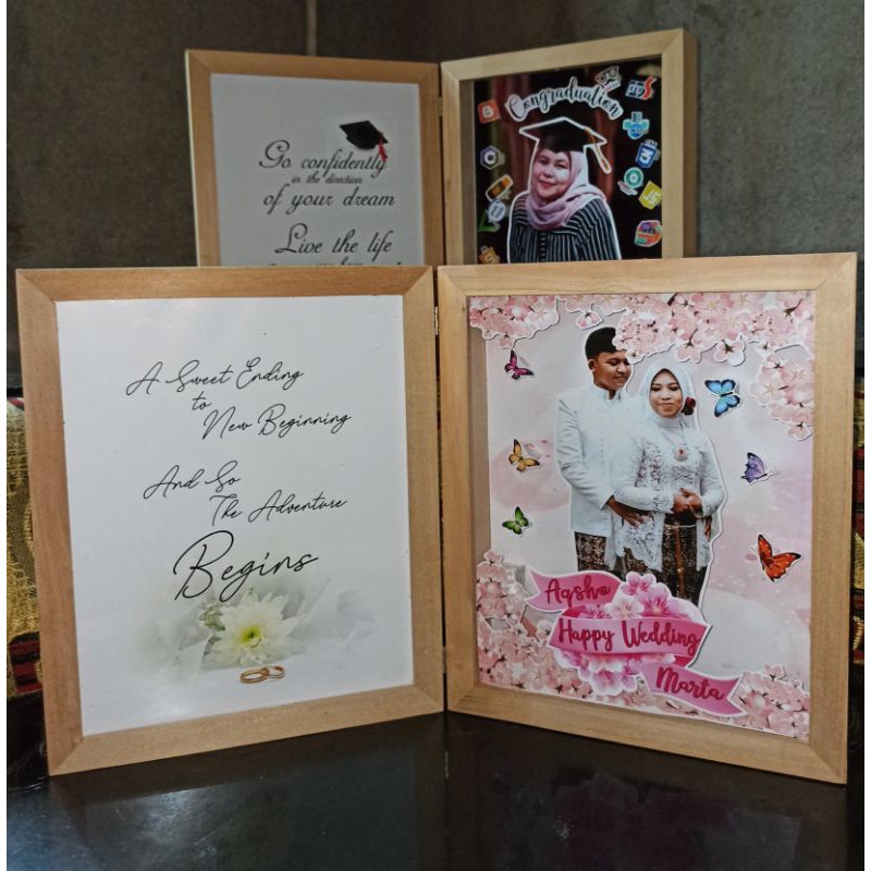 Jual FRAME POP UP LIPAT 2D + 3D UKURAN 8R KADO WISUDA / WEDDING / ULTAH ...