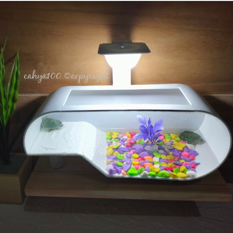 Jual Aquarium Mini Kura - Kura PVC Lengkap Hiasan Dan Lampu LED 3 Watt ...