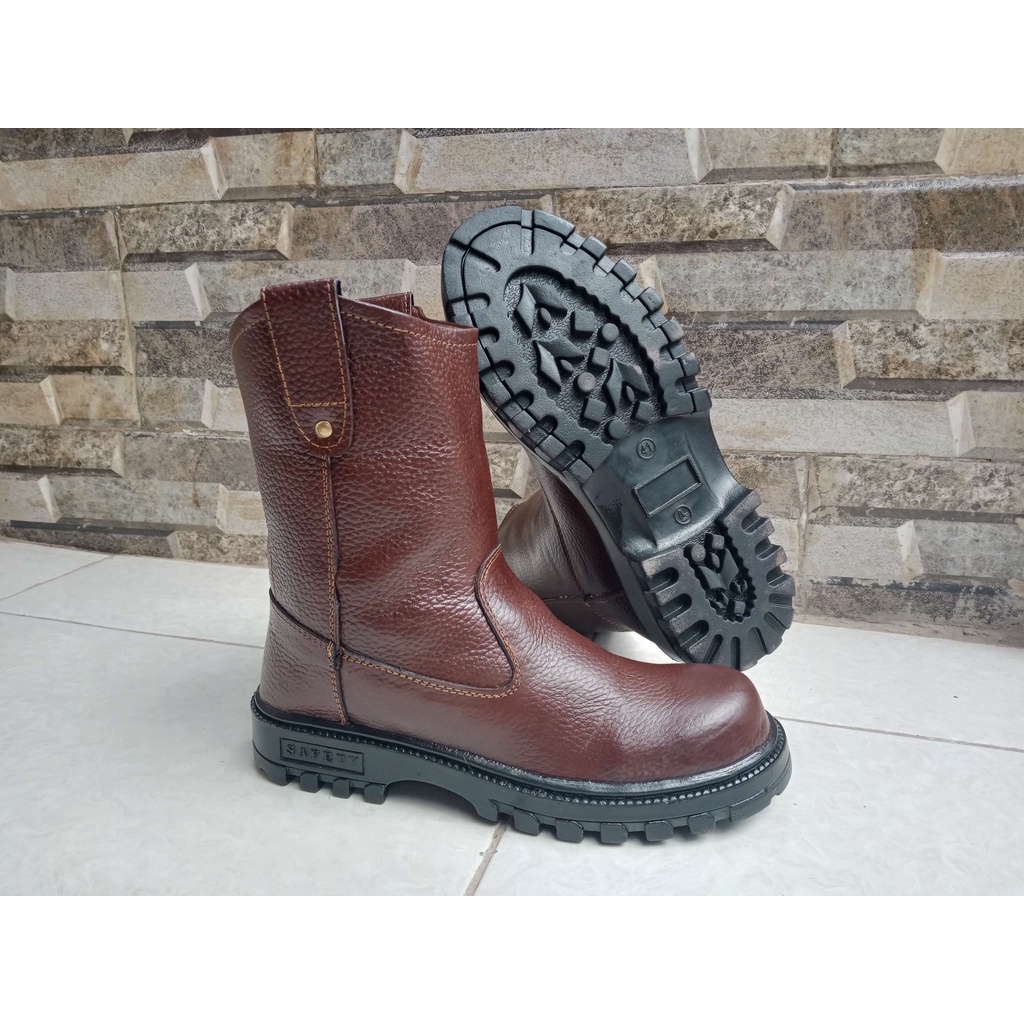 Jual Sepatu Safety Boot Sepatu Saveti Lodong Cokelat Sepatu Kerja ...