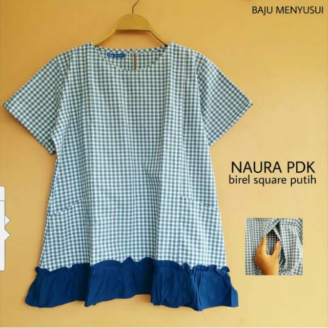 Jual Naura pdk biru square putih | Shopee Indonesia