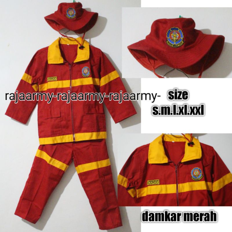 Jual Ready Baju Profesi Anak Damkar Merah / KOSTUM PEMADAM KEBAKARAN ...
