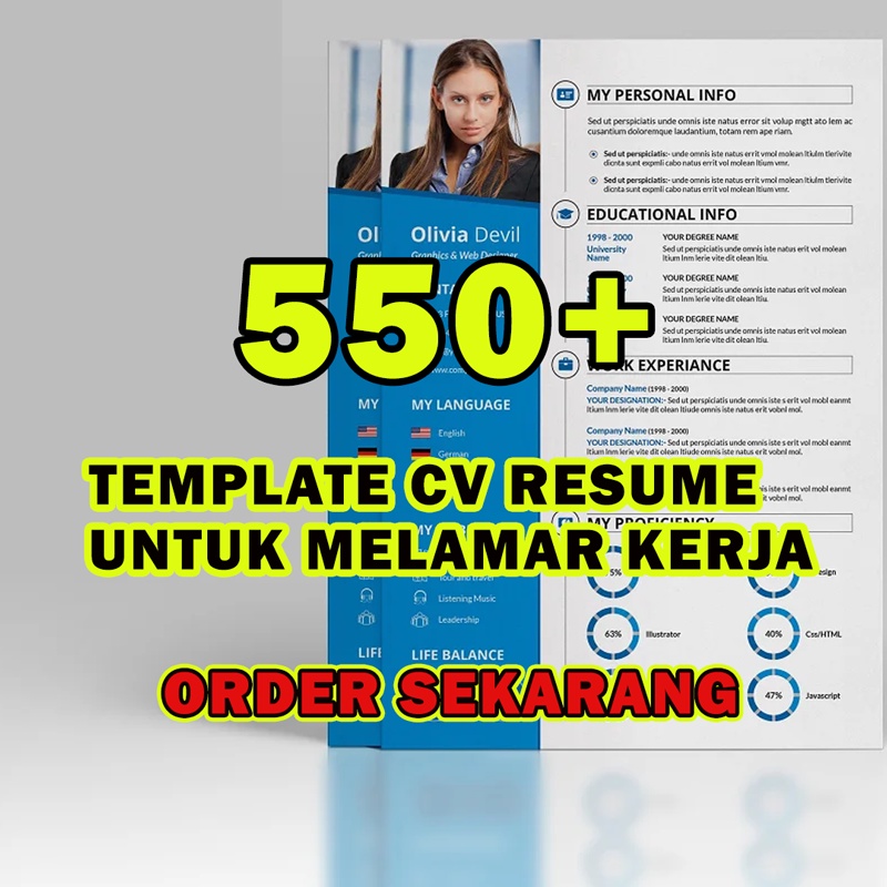 Jual 550+ Template CV Resume Bundle - Templates CV Lamaran Kerja ...