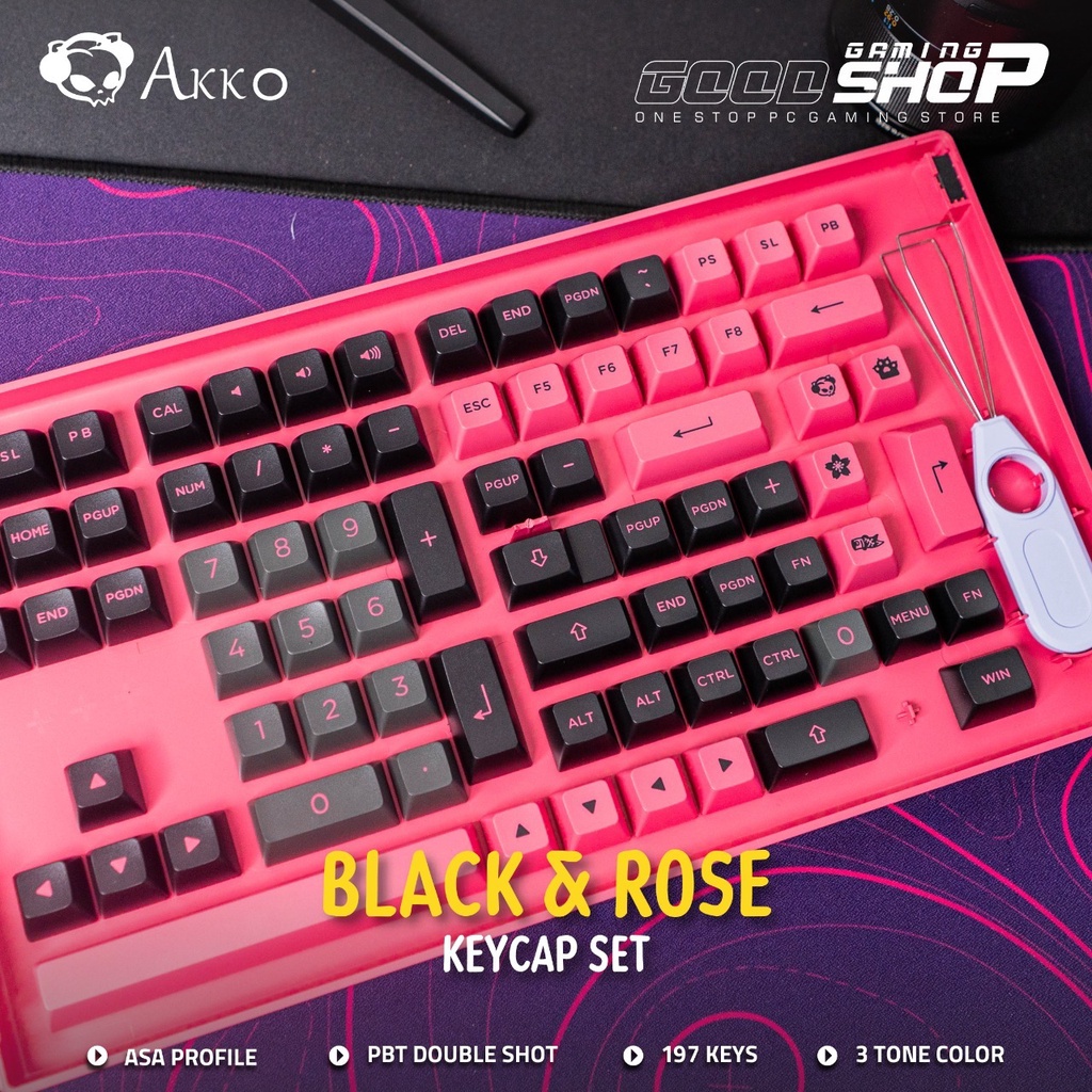 Jual Akko Black & Rose 197-Key ASA Profile - Keycap Set | Shopee Indonesia