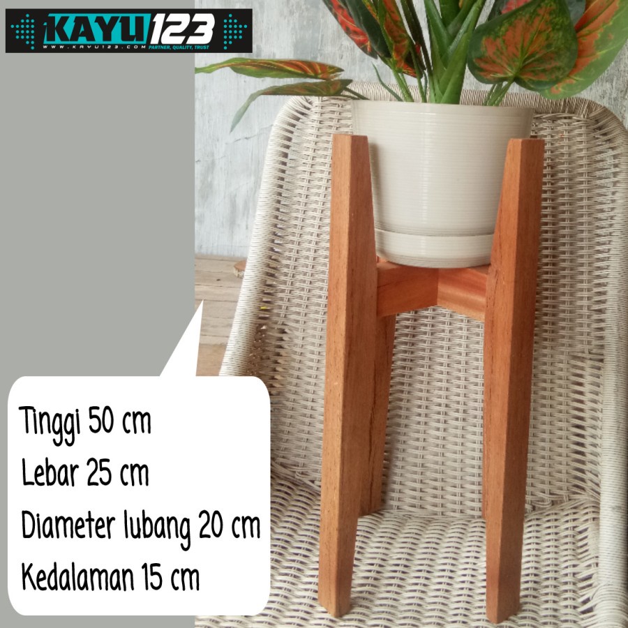 Jual Wooden Vase Stand 50x25 cm Tempat Vas Bunga Pot Tanaman Kayu (WPL ...
