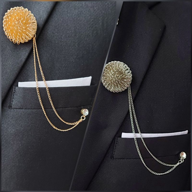 Jual Lapel pin rantai/bros rantai jas - bunga rantai | Shopee Indonesia