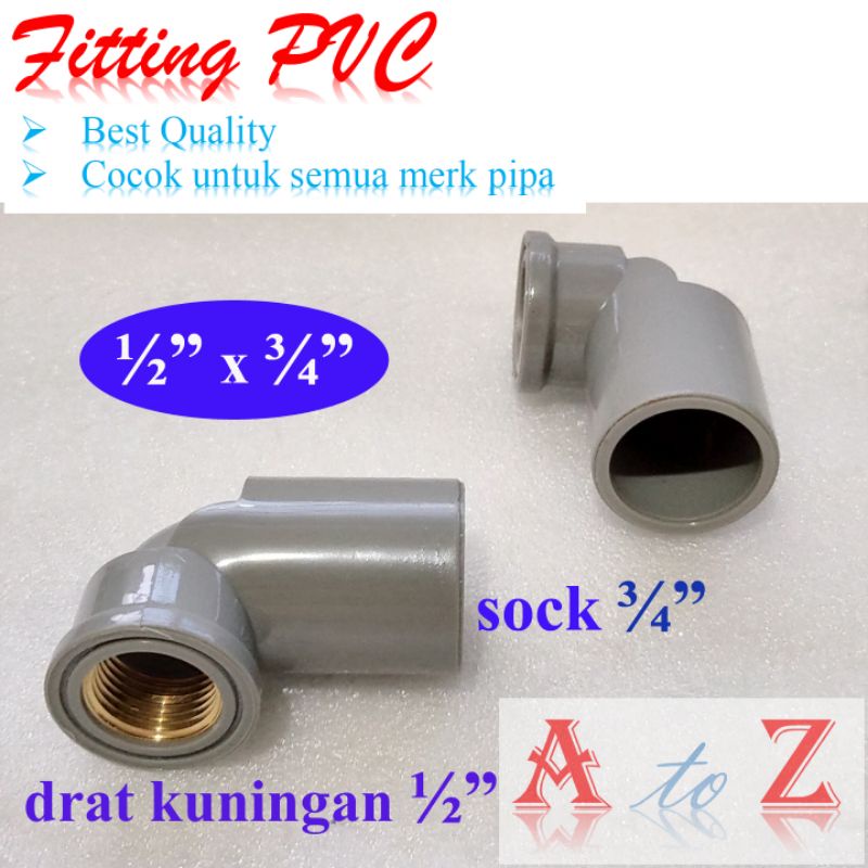 Jual keni drat dalam kuningan 1/2 x 3/4"/knie/knee/elbow/kdd kuningan ...