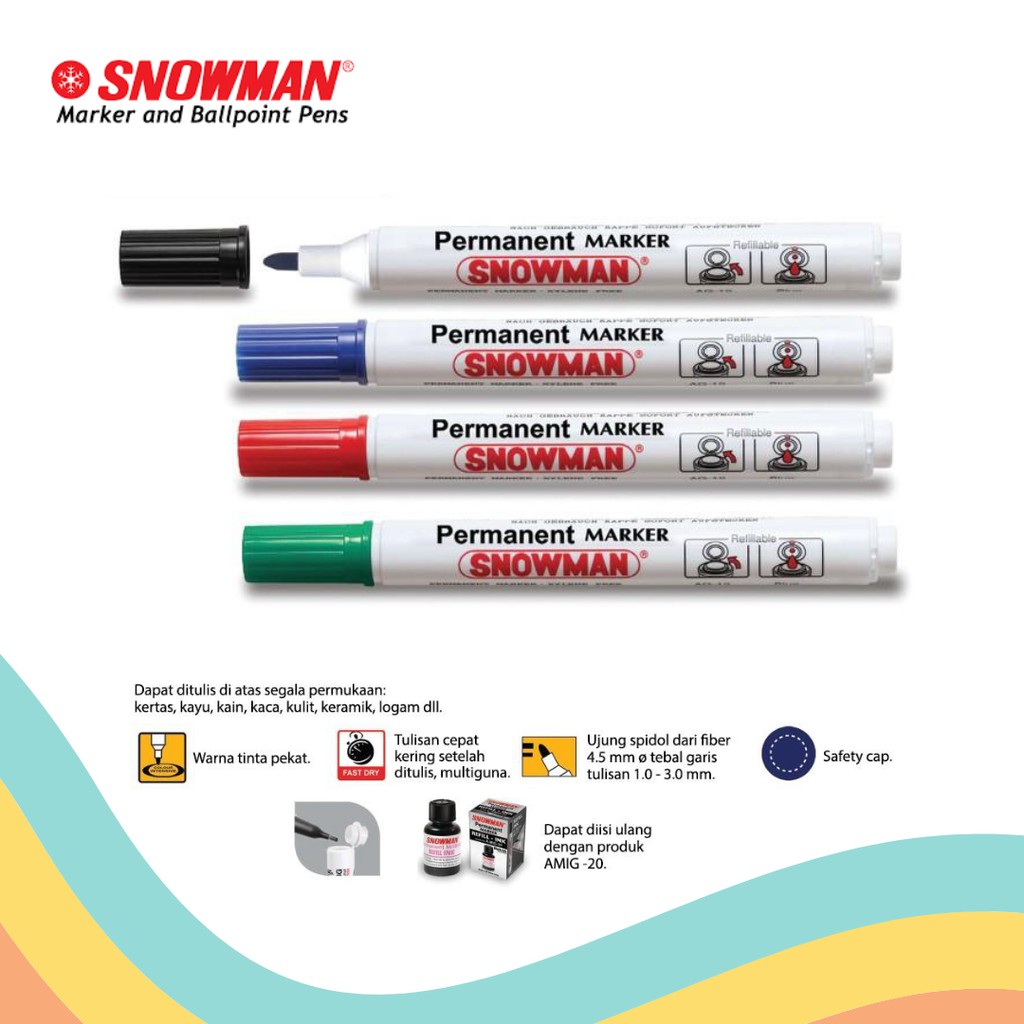 Jual SPIDOL PERMANENT SNOWMAN AG-12 (1 PCS) | Shopee Indonesia