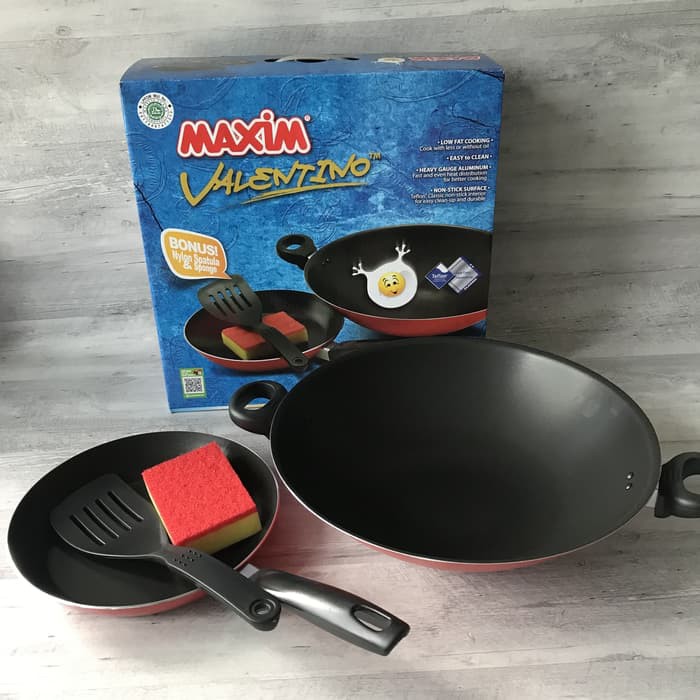 Jual WAJAN PENGGORENGAN TEFLON SET / MAXIM VALENTINO 2 PCS SET | Shopee ...