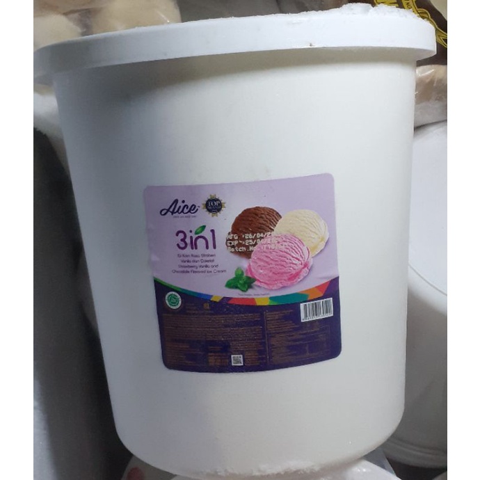 Jual ALICE CREAM 3IN1 RASA VANILA COKLAT STRAWBERY 8 LITER EMBER ...