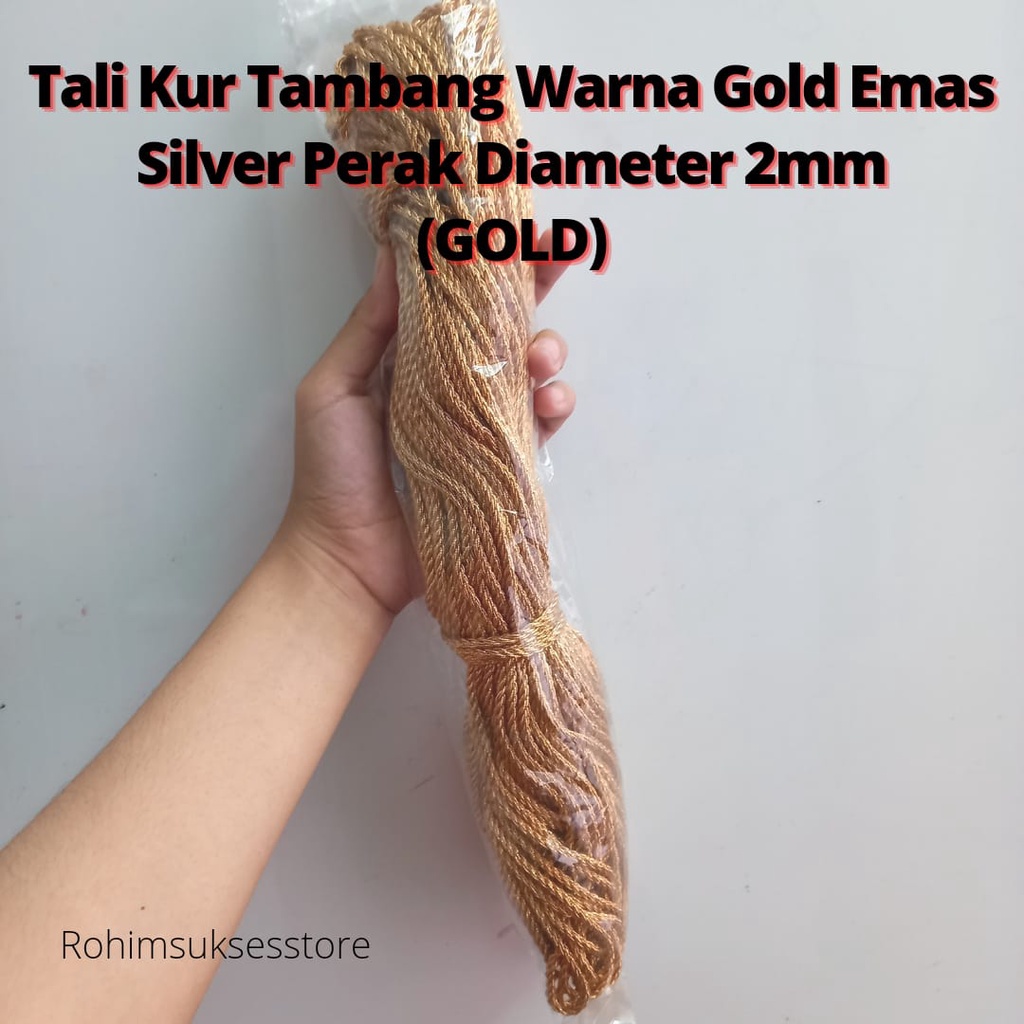 Jual Tali Kur Tambang Warna Gold Emas Silver Perak Diameter 2mm WARNA ...