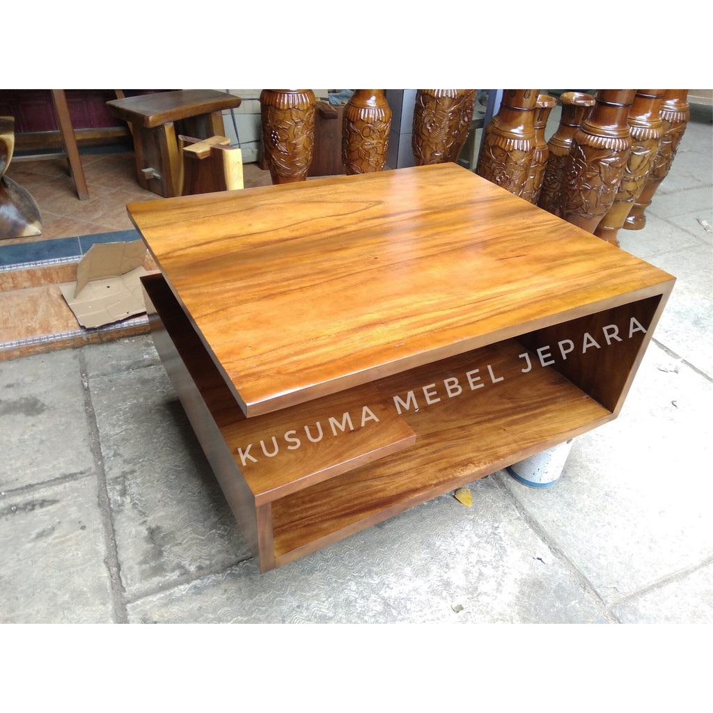 Jual Meja Tamu Meja Kopi Modern Kayu Trembesi (Panjang 90cm, Lebar 70cm ...