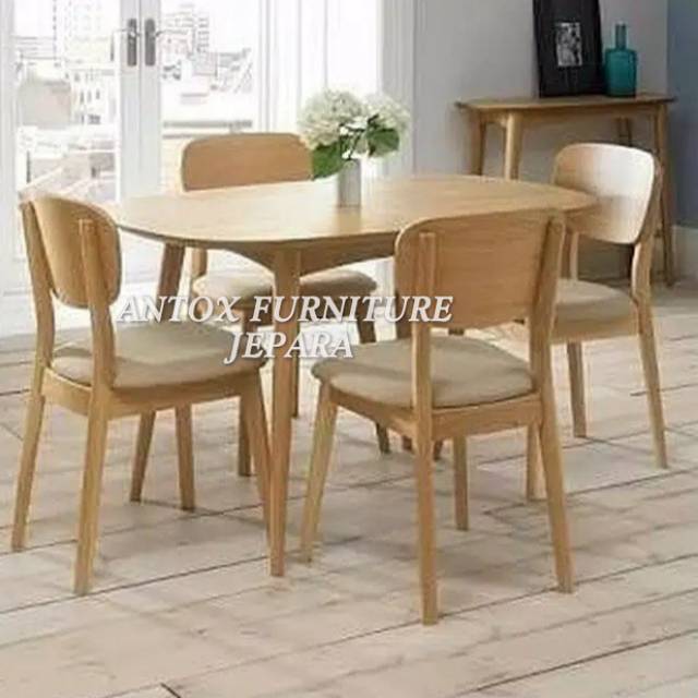 Jual Meja makan minimalis kayu jati 4 kursi mebel Jepara | Shopee Indonesia