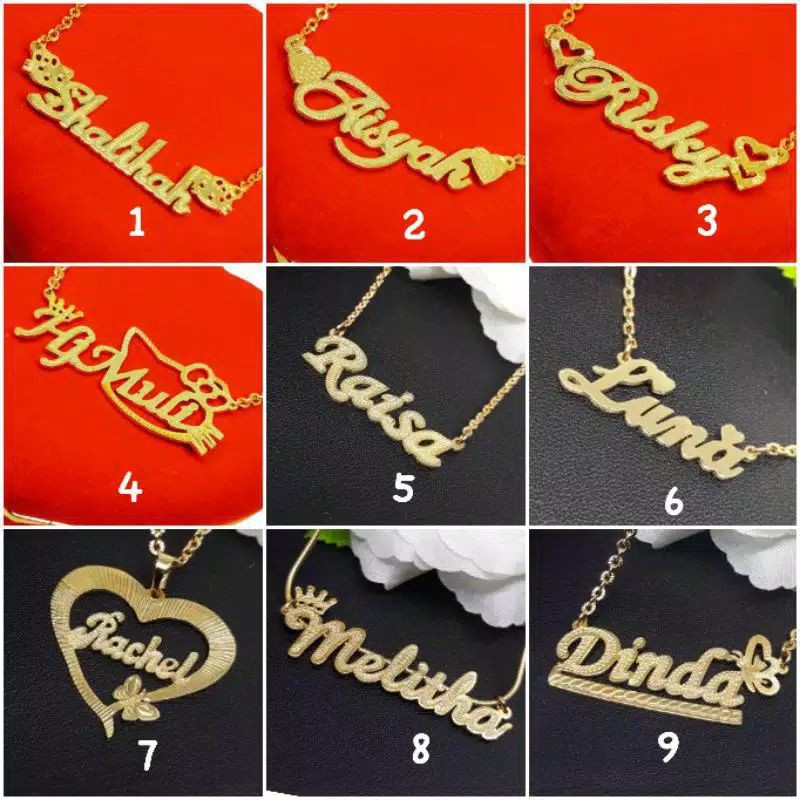 Jual Kalung Ukir Nama Liontin Custom Titanium Lapis Emas Anti Karat ...