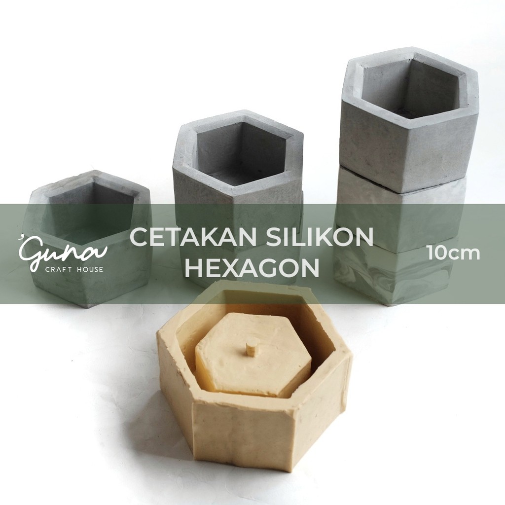 Jual Cetakan Silikon Pot Segi Enam Hexagon 10cm - Silicone Mold Planter ...