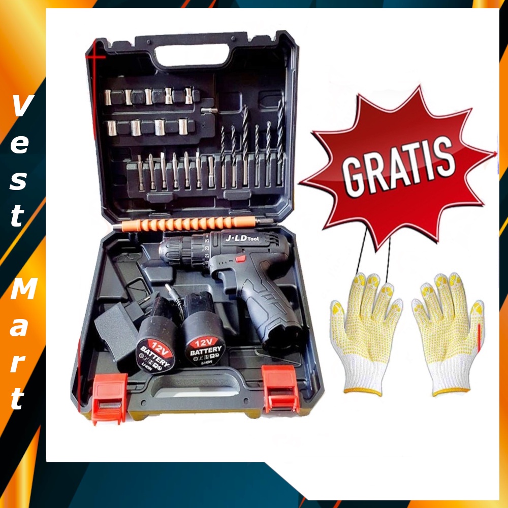 Jual Mesin Bor Cordless 12volt JLD TOOLS 2 Batrai Charger Bor Portable ...