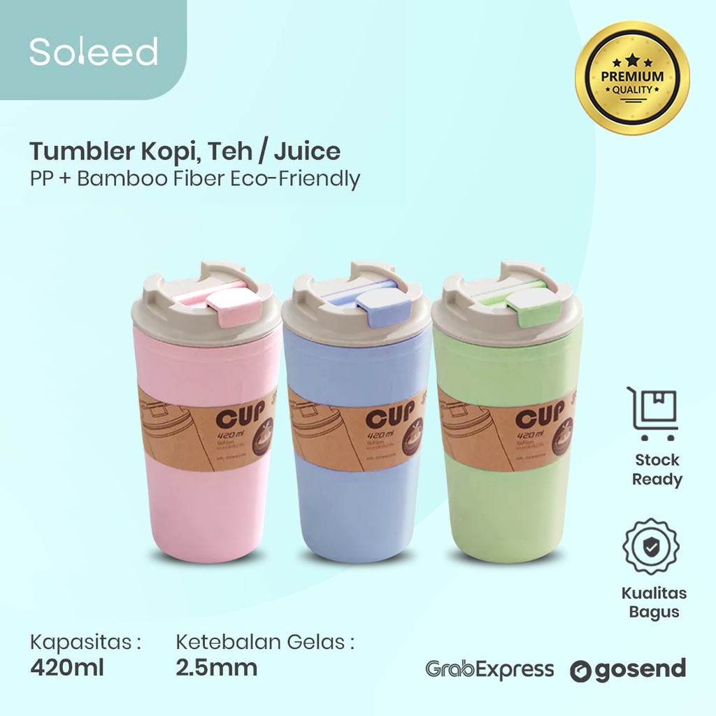 Jual Tumbler kopi teh juice 420ml fiber bambu pp botol minum eco ...