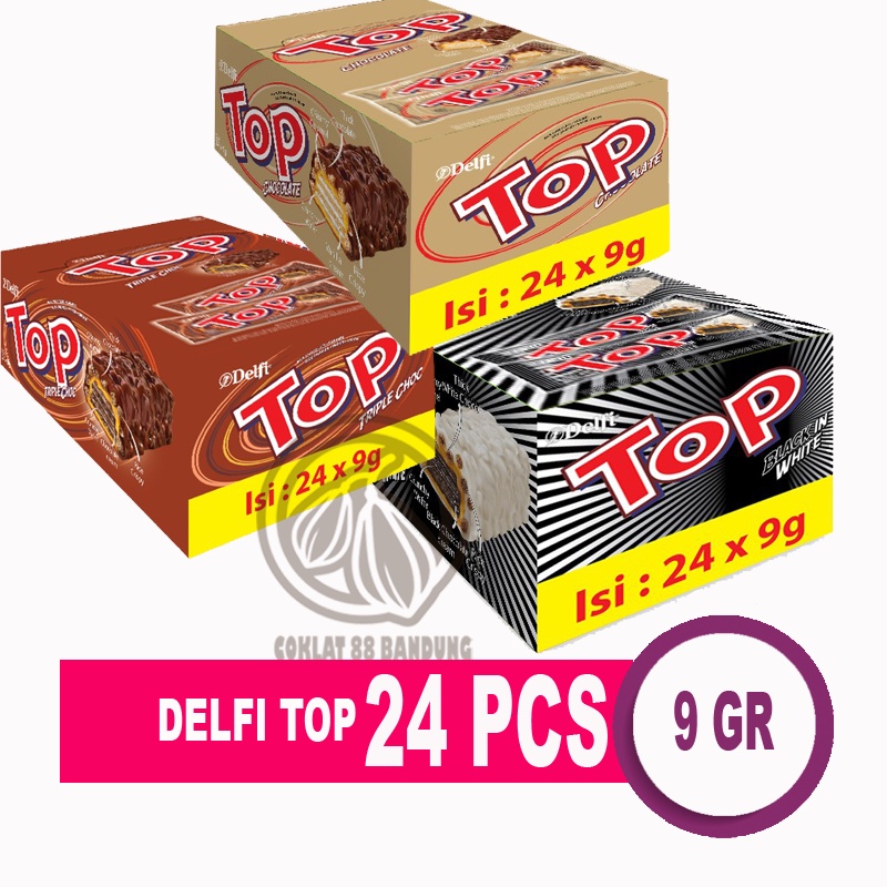 Jual Delfi TOP Wafer Coklat 9gr Isi 24pcs – Rasa Triple Chocolate Black ...