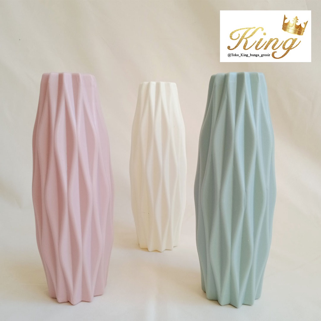 Jual Vas Pot Bunga Plastik Plastic Texture Diamond Hias Dekorasi Meja ...