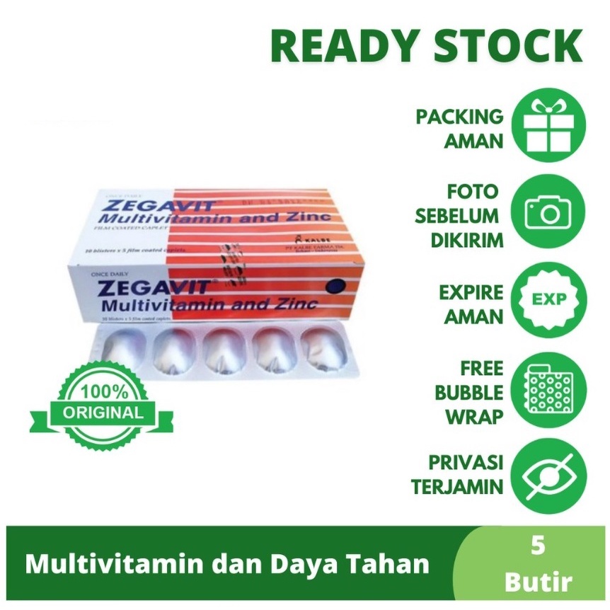 Jual ZEGAVIT MULTIVITAMIN DAN ZINK (1 STRIP ISI 5 TABLET) untuk ...