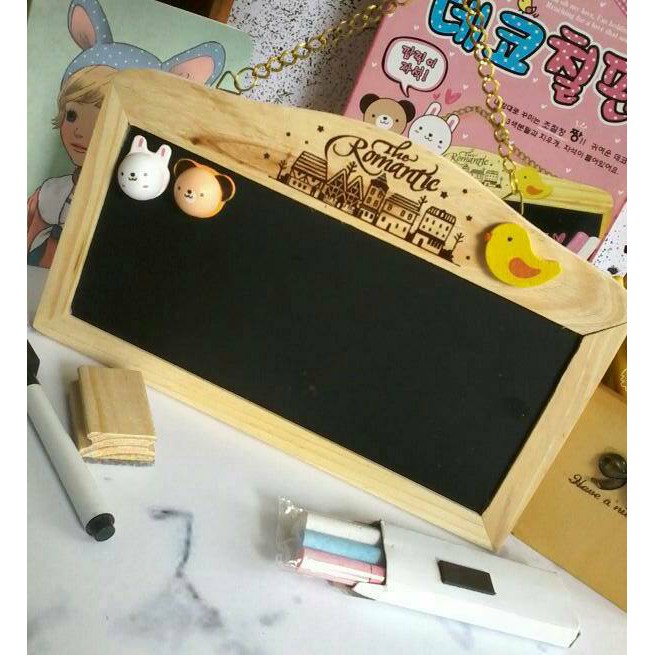 Jual papan tulis hitam dan putih gantung bahan kayu dua sisi double ...