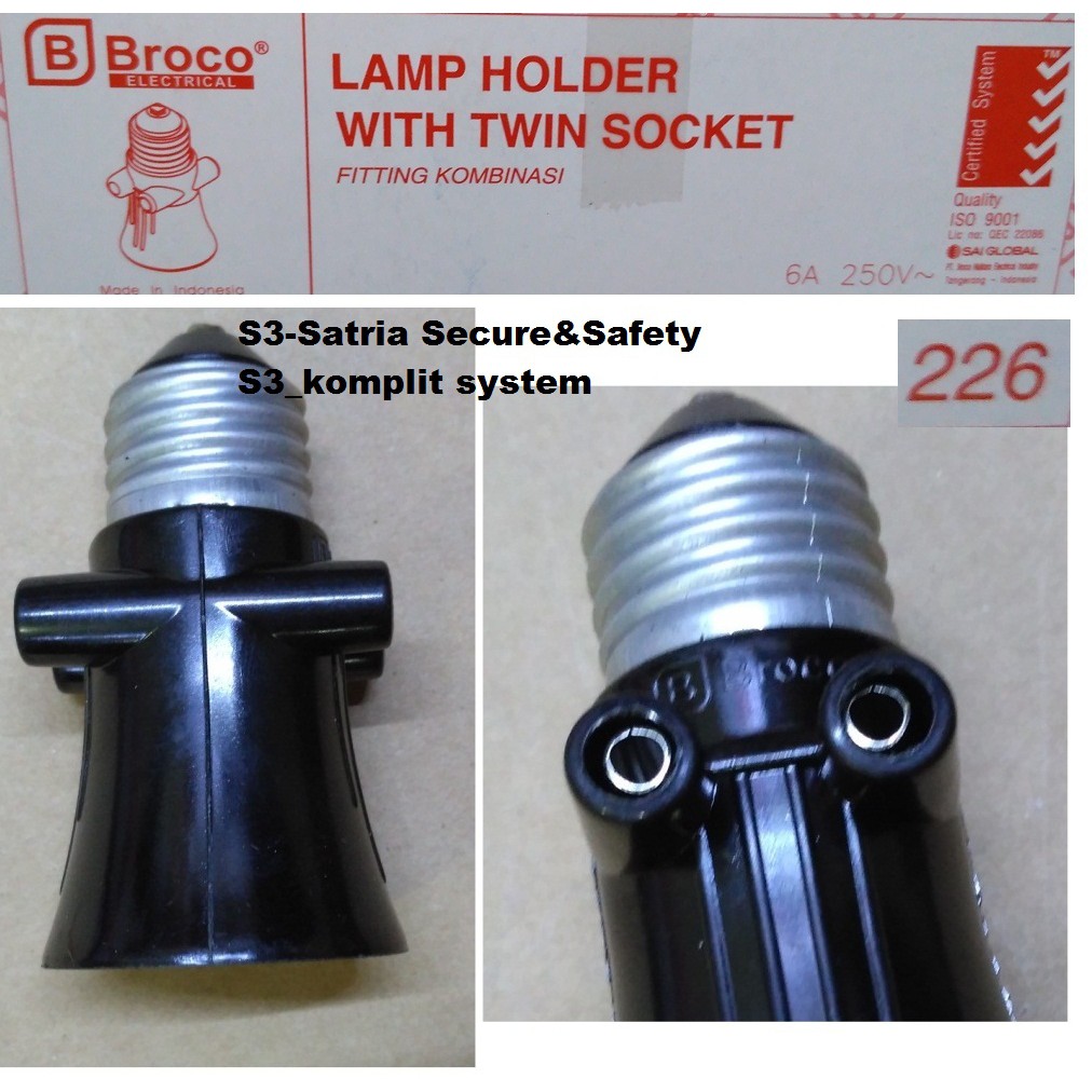 Jual Broco Fitting lampu kombinasi rumah lampu plus saklar power ...