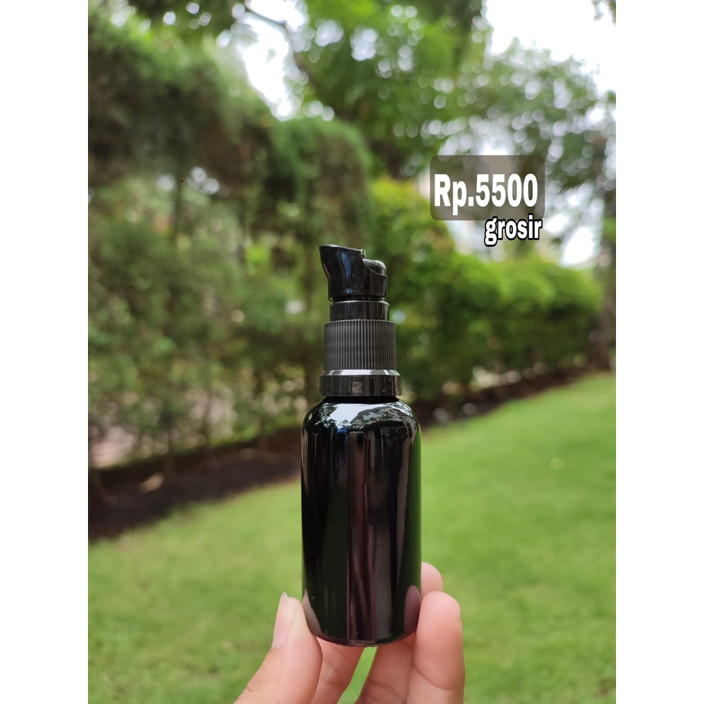Jual Botol Hitam Skincare Botol Pump Hitam Botol Kaca 30ml Hitam Pump ...