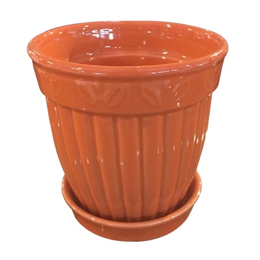 Jual INTERIO Keramik Pot Bunga Tanaman Ceramic Pot Orange YG594755 ...