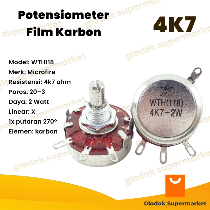 Jual Potensio Meter WTH118 4k7 2w Microfire WTH-118 2 Watt | Shopee ...