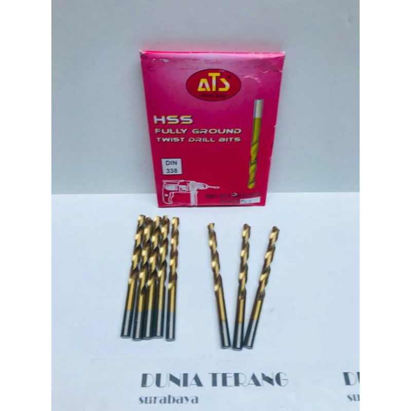 Jual Mata Bor Besi ATS 7,5mm Kuning - HSS TiN Coated Fully Ground Twist ...