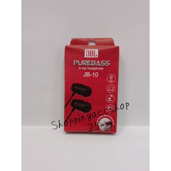 Jual Headset JBL MODEL JB 10 Earphone JBL JB 10 Pure Bass New | Shopee ...