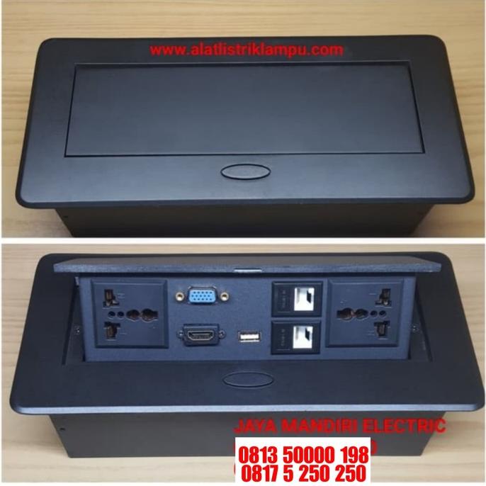 Jual STOPKONTAK MEJA MEETING / FLIP UP / POP UP TABLE SOCKET HITAM ...
