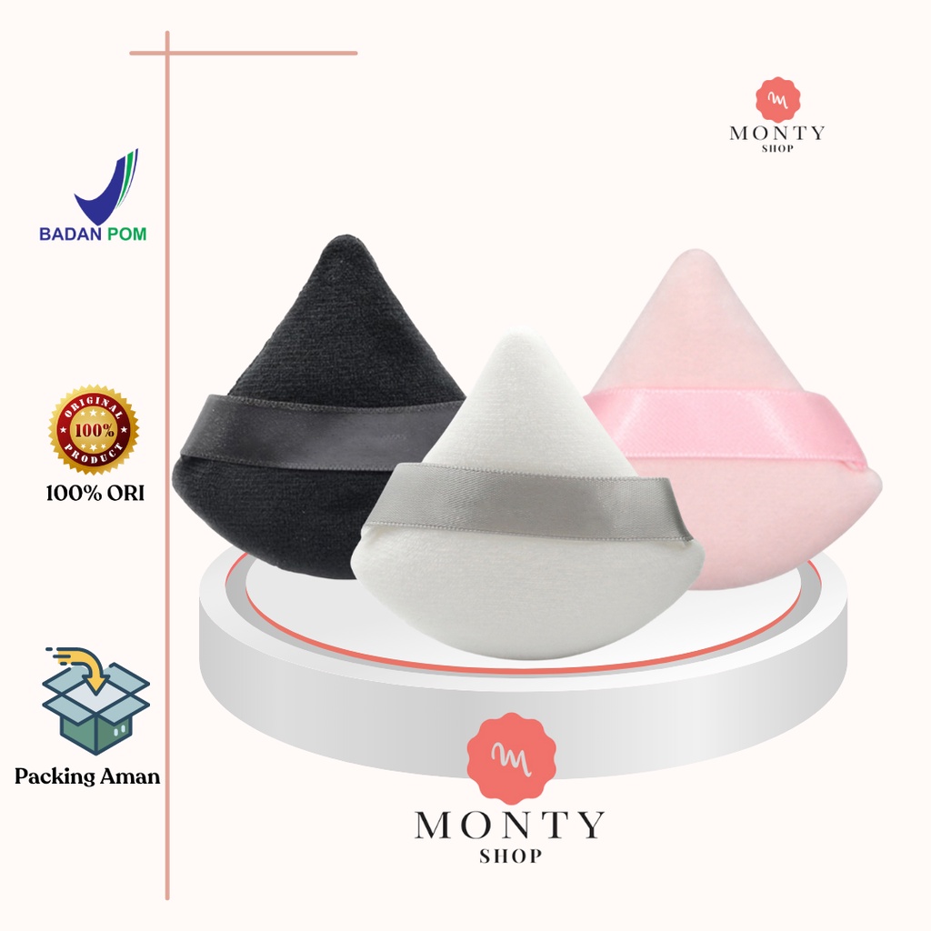 Jual Mini Triangle Velvet Facial Face Puff Cosmetic Makeup Cotton Satin ...